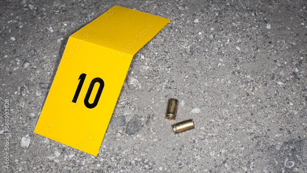 Crime Evidence Photo Taken By Forensics at Crime scene: Bullet Shells ...