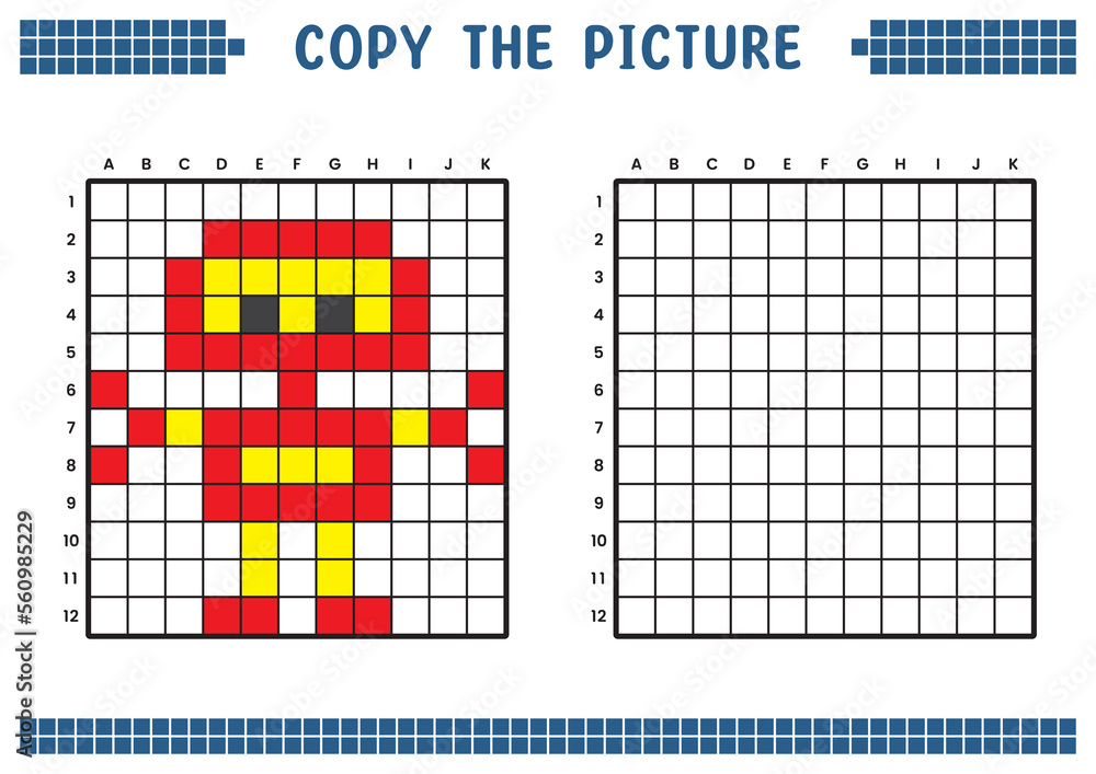 Copy the picture, complete the grid image. Educational worksheets ...