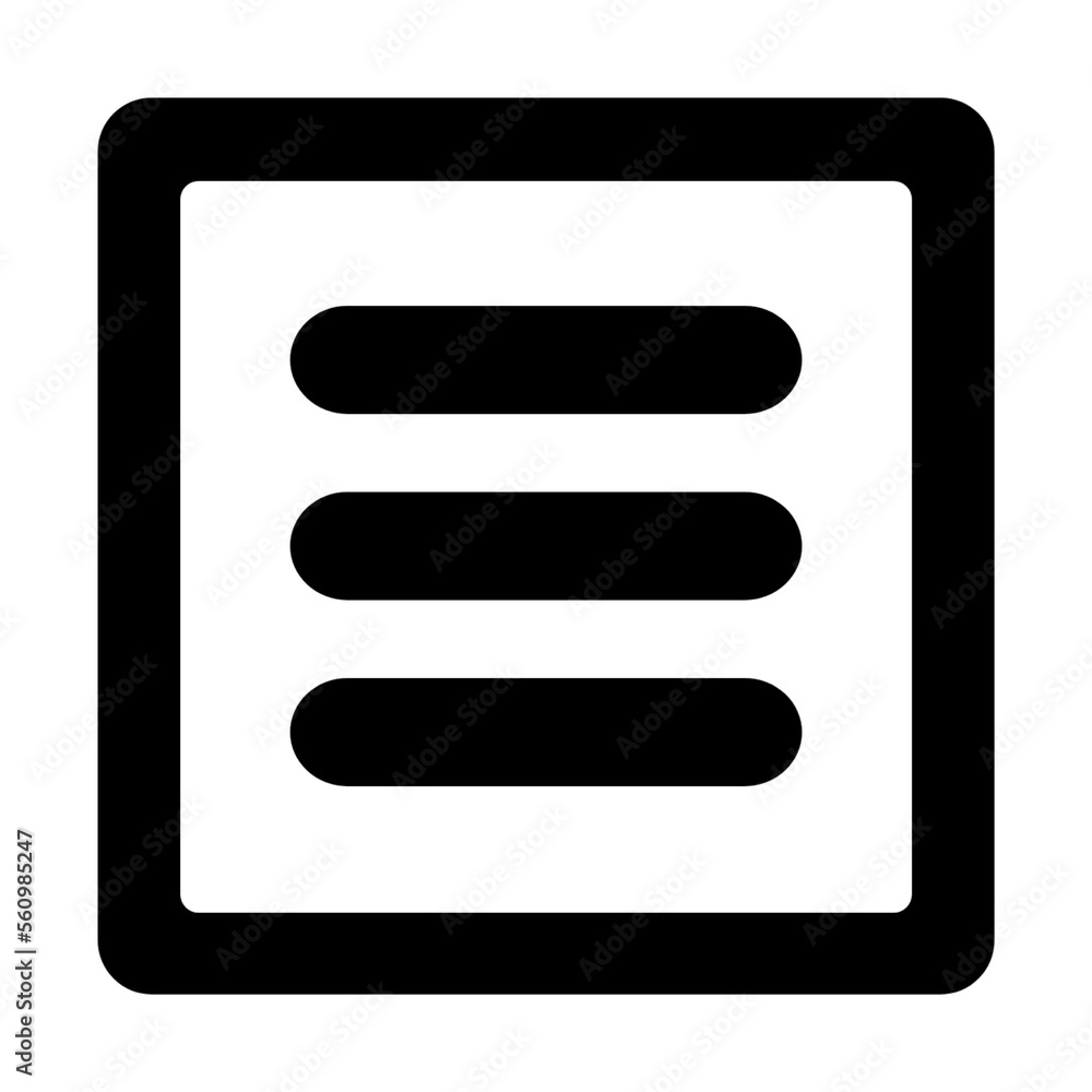 Square Menu Three Lines Button Icon Stock Illustration Adobe Stock