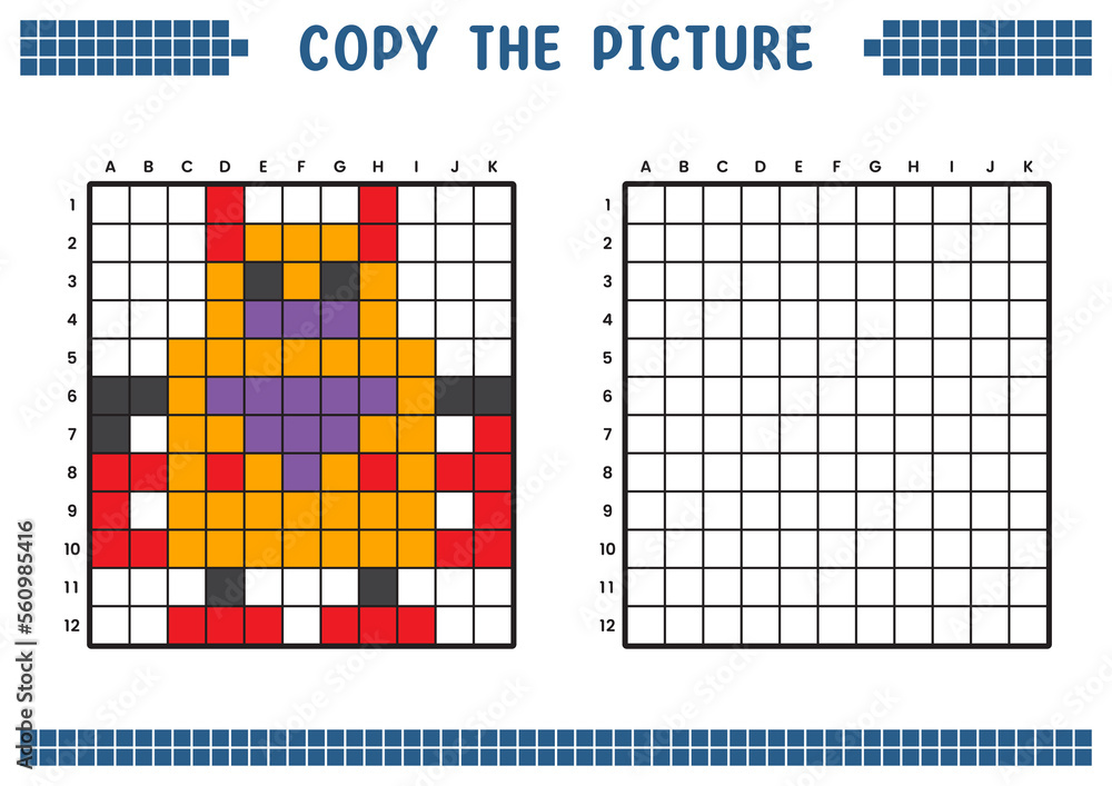 Copy the picture, complete the grid image. Educational worksheets ...
