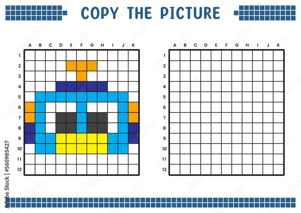 Copy the picture, complete the grid image. Educational worksheets ...