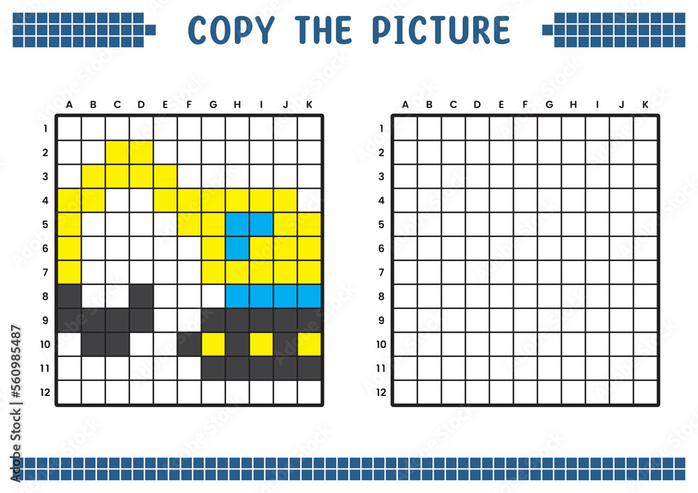 Copy the picture, complete the grid image. Educational worksheets ...