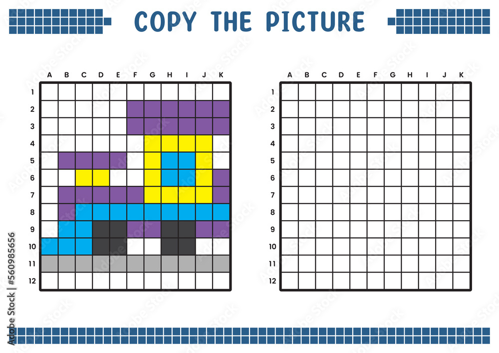 Copy the picture, complete the grid image. Educational worksheets ...