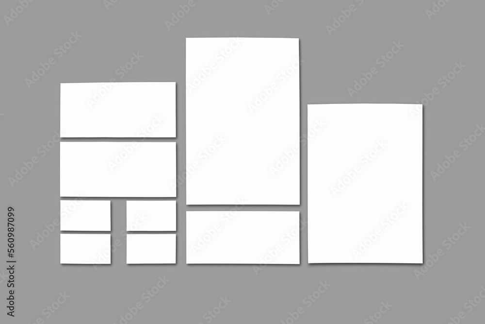 Blank A4 paper, Business cards, Letterhead, Stationary, Corporate identity template on a gray ...
