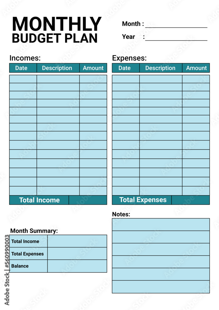 Beautiful Monthly budget planner, Monthly Finance planner template ...