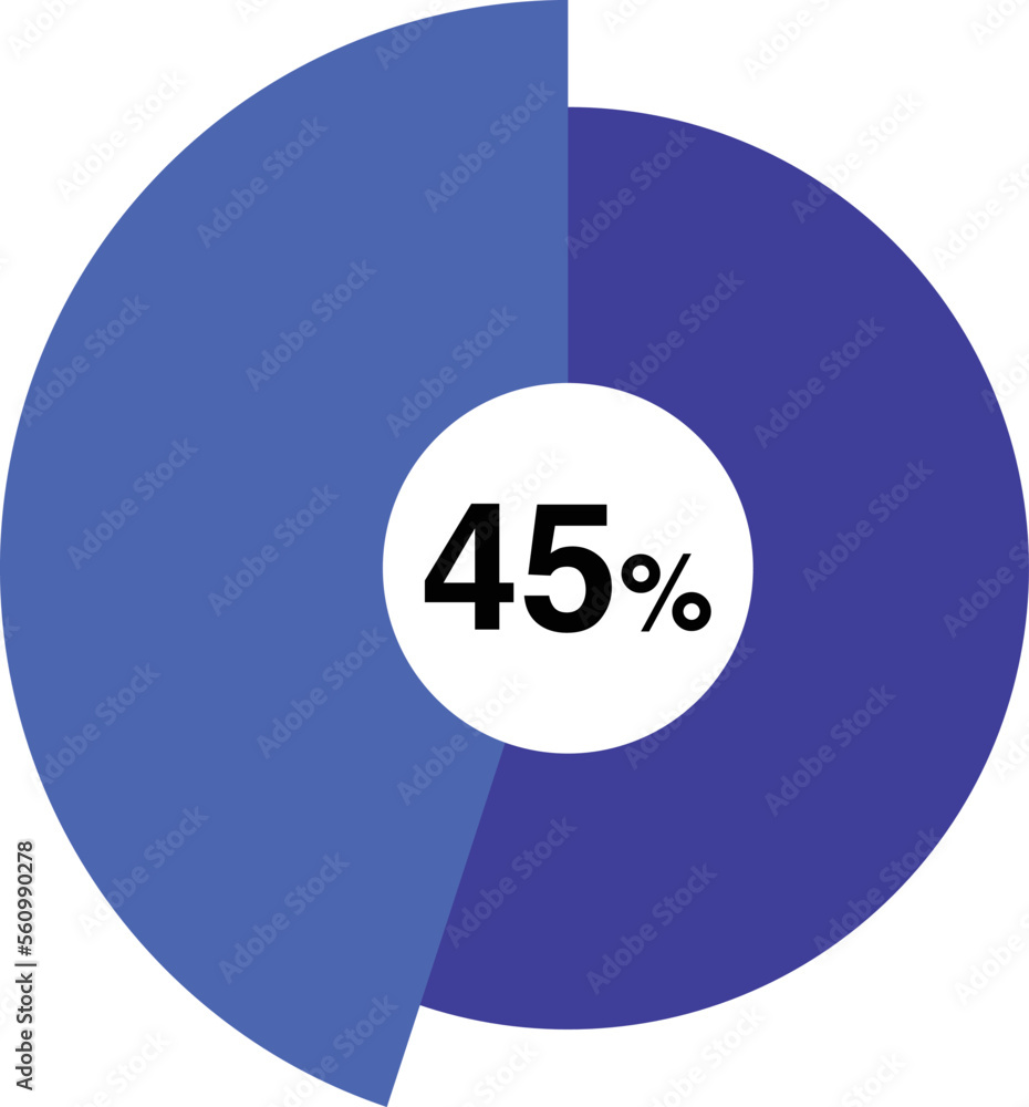 45 percent pie chart vector, blue color percent pie chart Stock Vector ...