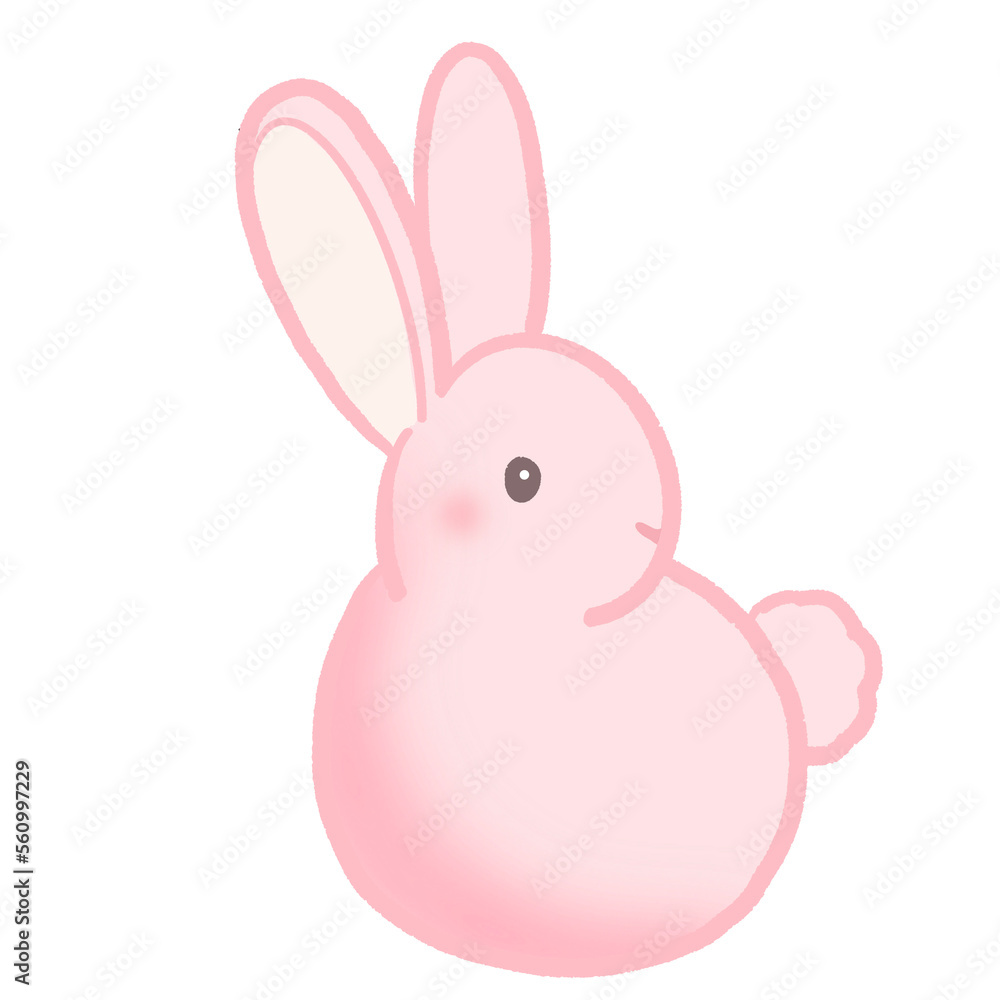 cute pink rabbit cartoon illustration Stock Illustration | Adobe Stock