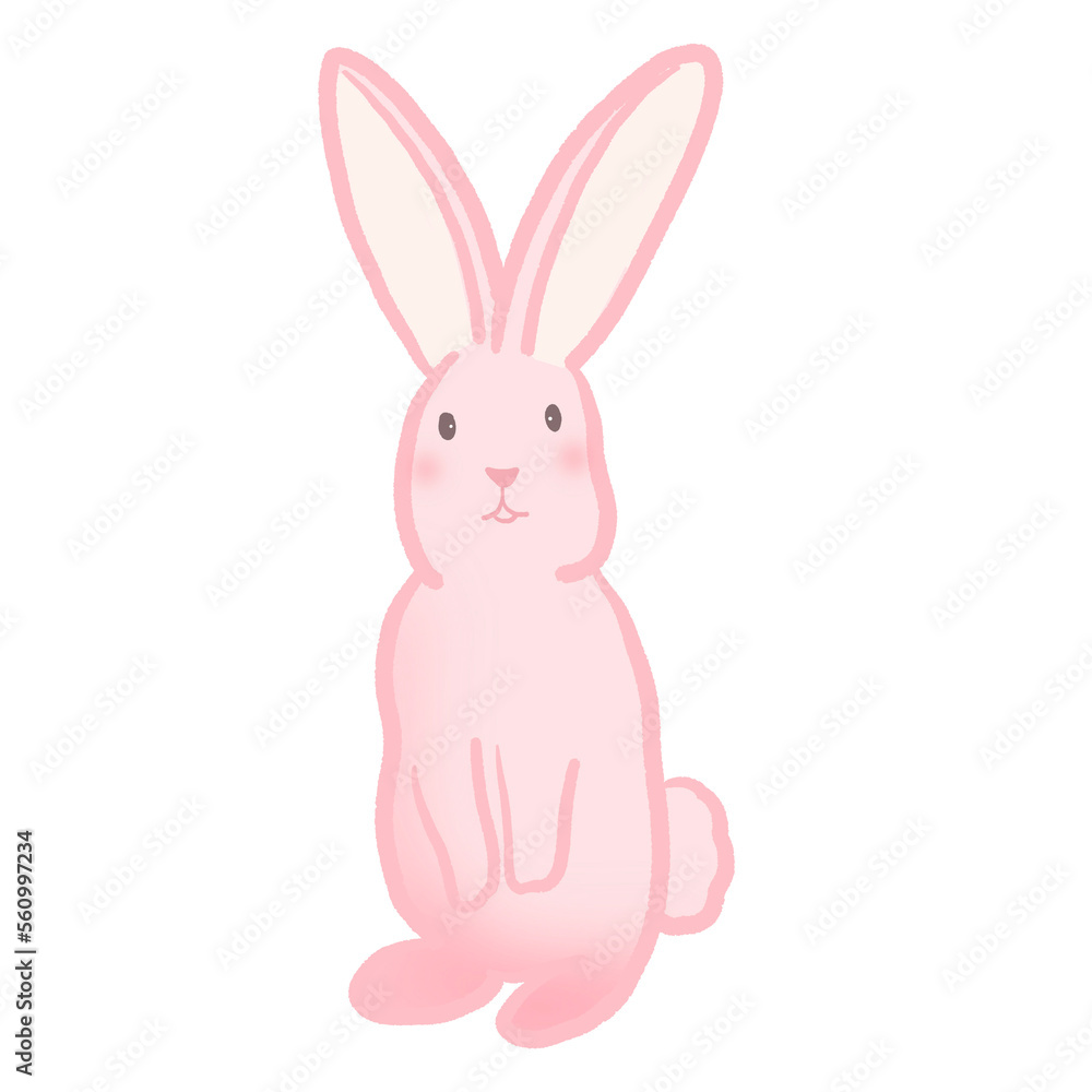 cute pink rabbit cartoon illustration Stock Illustration | Adobe Stock