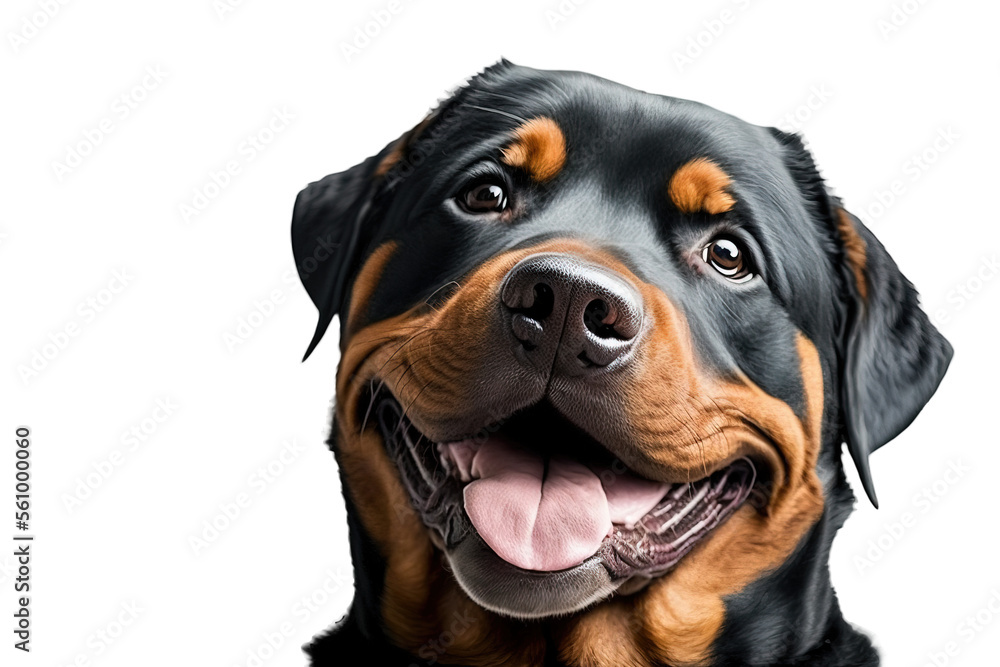 Happy Rottweiler dog smiling on isolated on transparent background ...
