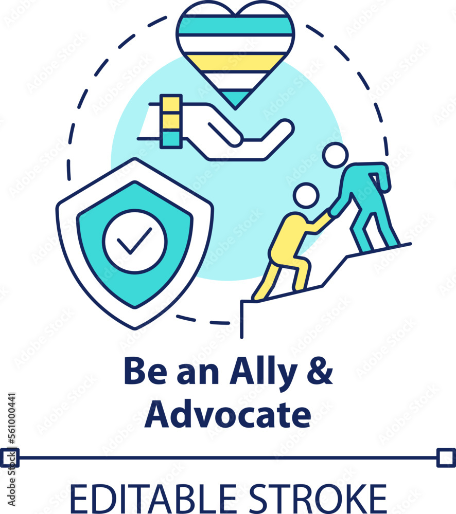 Be ally and advocate concept icon. Stop transphobia. Supporting gender ...
