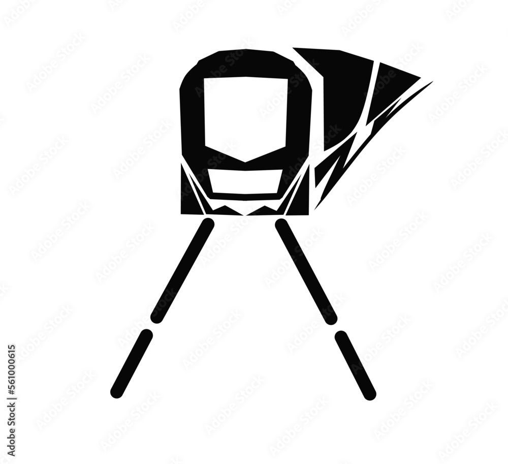 Lightrail or light rail transit with pantograph flat vector icon for ...