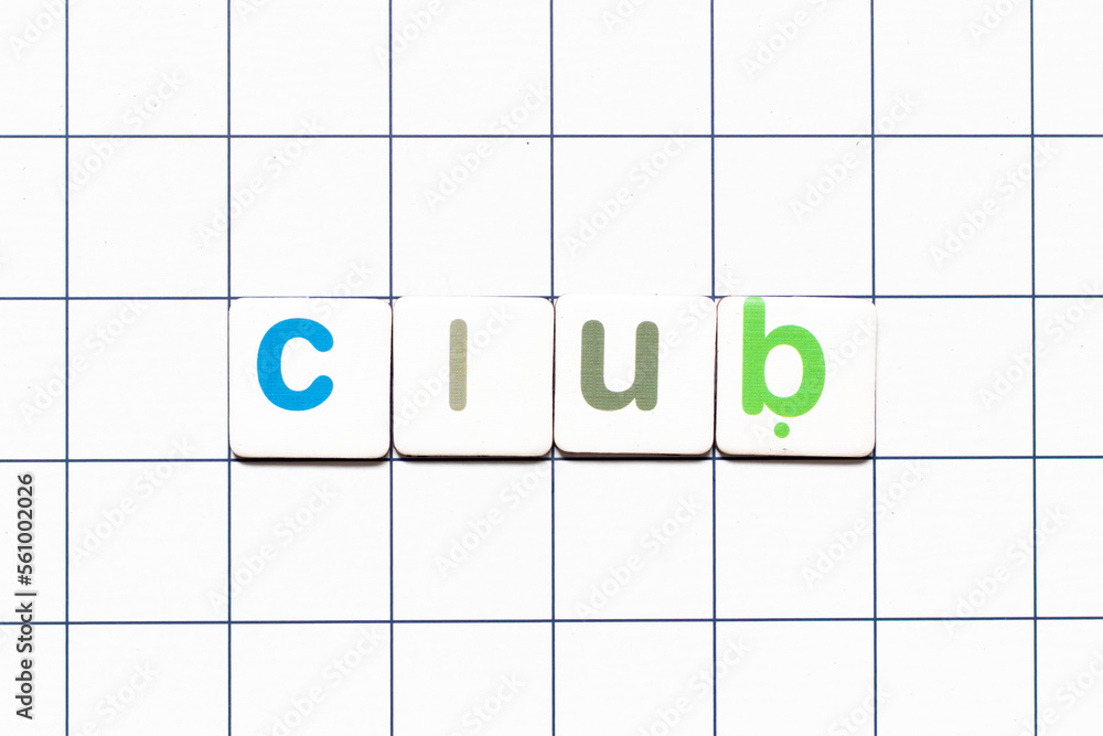 Colorful tile letter in word club on white grid background Stock Photo ...
