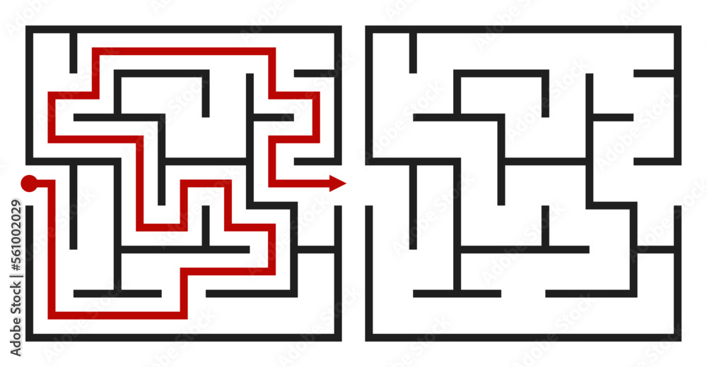 Abstract maze. Find right way. Isolated simple square maze black line ...