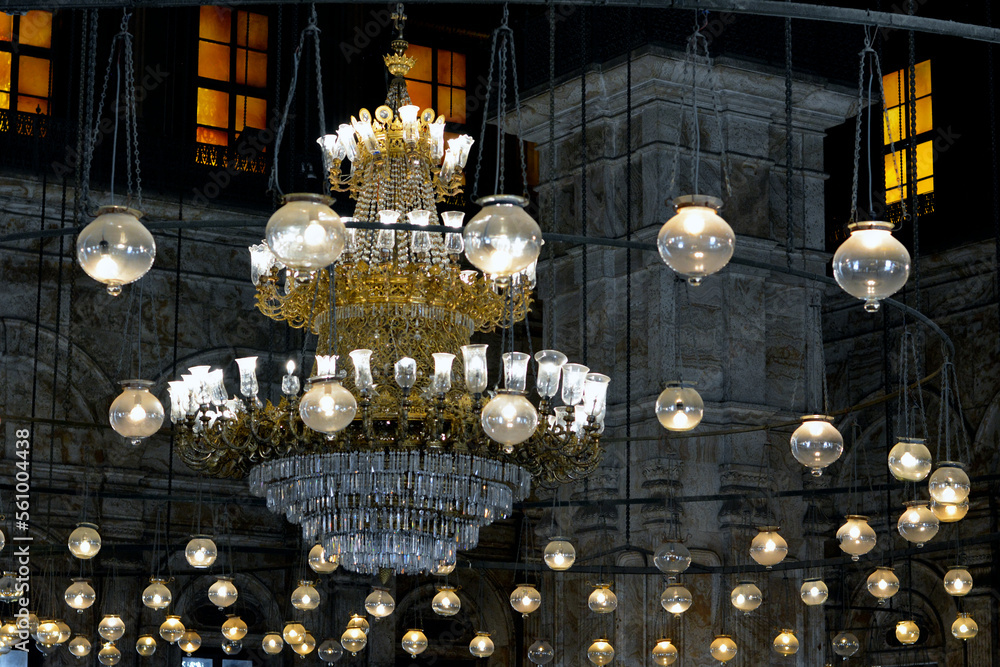 Details of the interiors of the main hall of The great mosque of ...