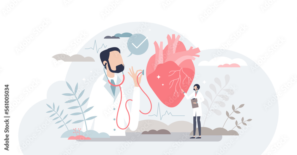 Cardiologist and heart health doctor as organ specialist tiny person ...