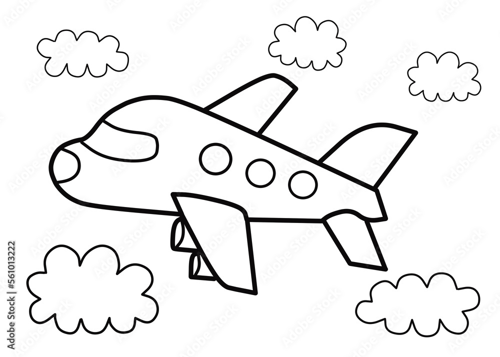 Airplane coloring page for kids.Painting for kids. Children's coloring ...