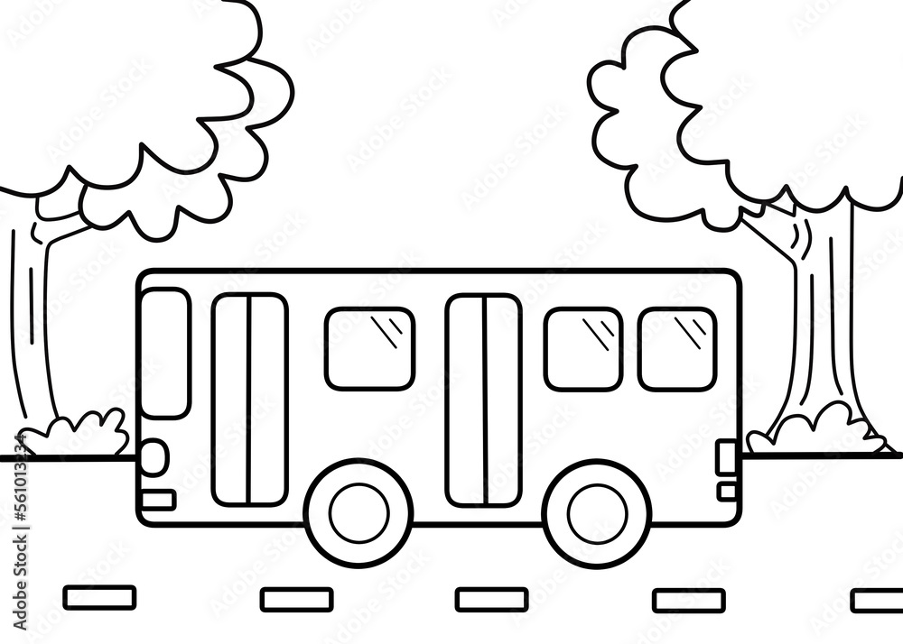 Bus coloring page for kids.Painting for kids. Children's coloring ...
