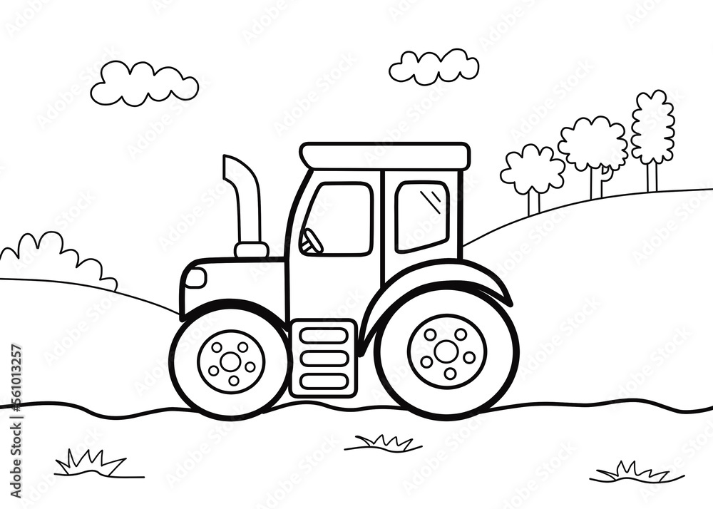 Tractor coloring page for kids.Painting for kids. Children's coloring ...