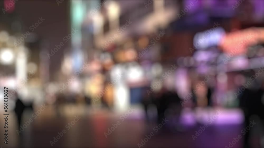 bokeh blur people walking video background, blurred, defocused crowd walking in street of modern ...