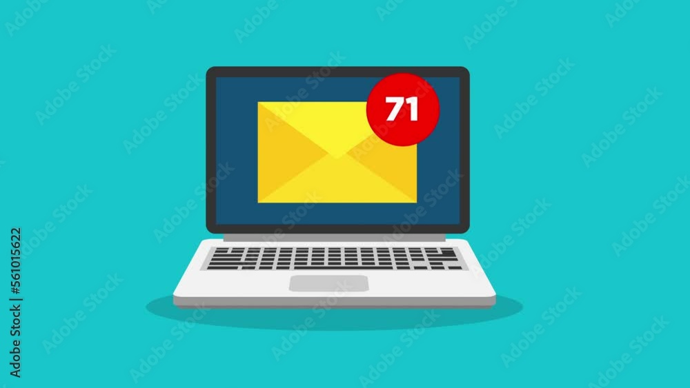 Laptop and email notification on screen animation. motion animation in ...