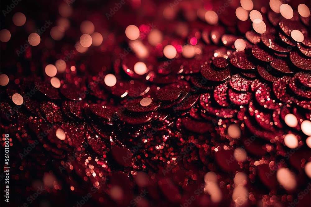 glittering background of red sequins closeup, Sparkle festive texture ...