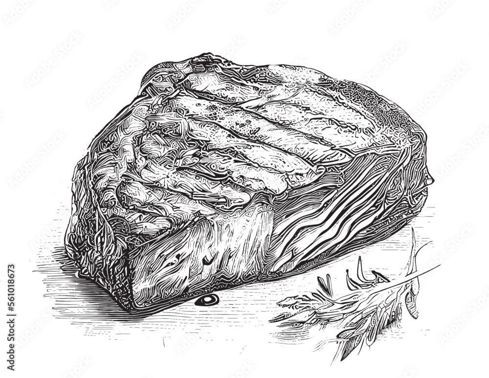 Meat beef steak hand drawn sketch Vector illustration. Stock Vector ...
