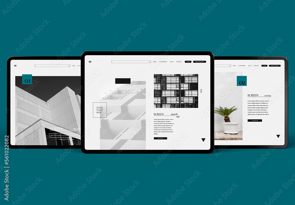 Tablet UI Screens Mockup Stock Template | Adobe Stock