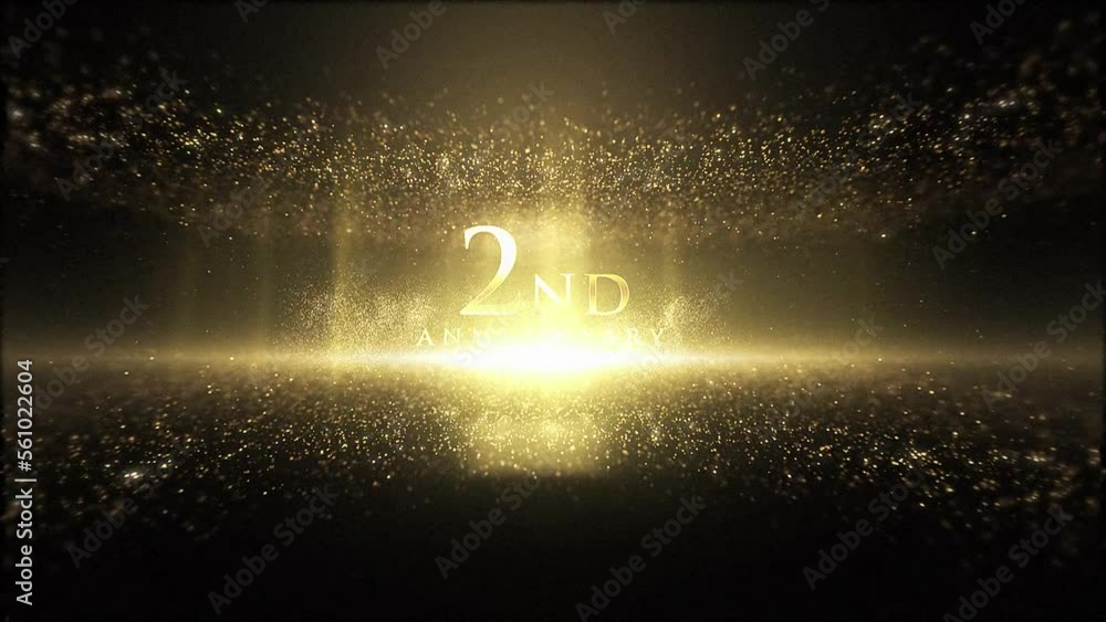 2nd anniversary greetings, luxury background with particles, golden ...
