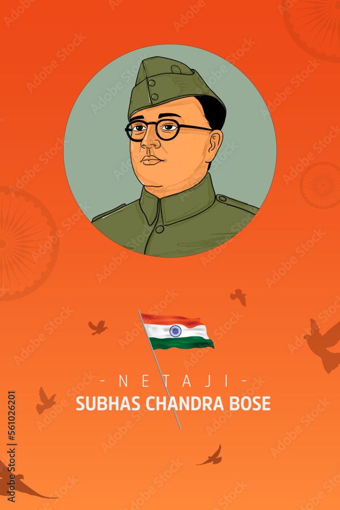 PrintNetaji Subhash Chandra Bose vector illustration for Indian ...