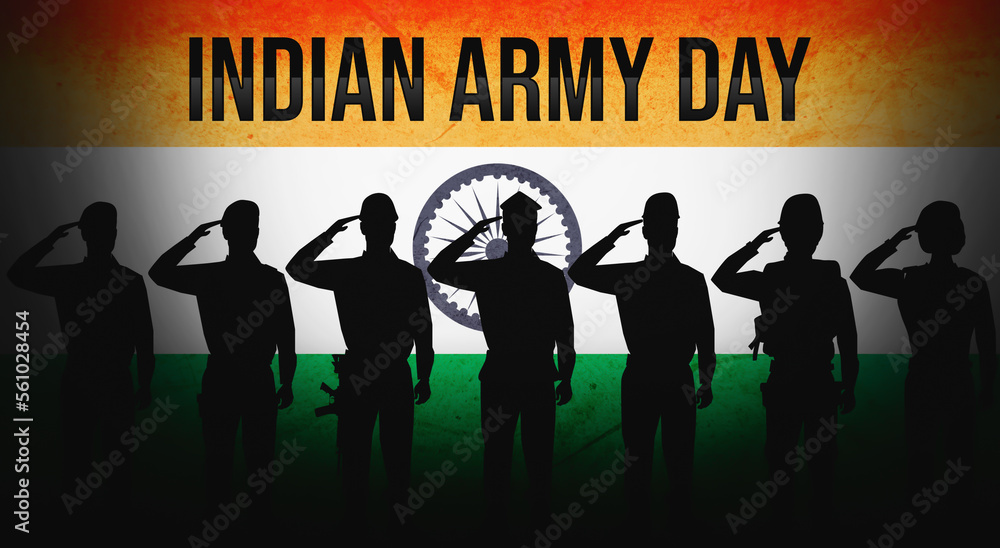 Indian Army Day Background with Flag and typography. National army day ...