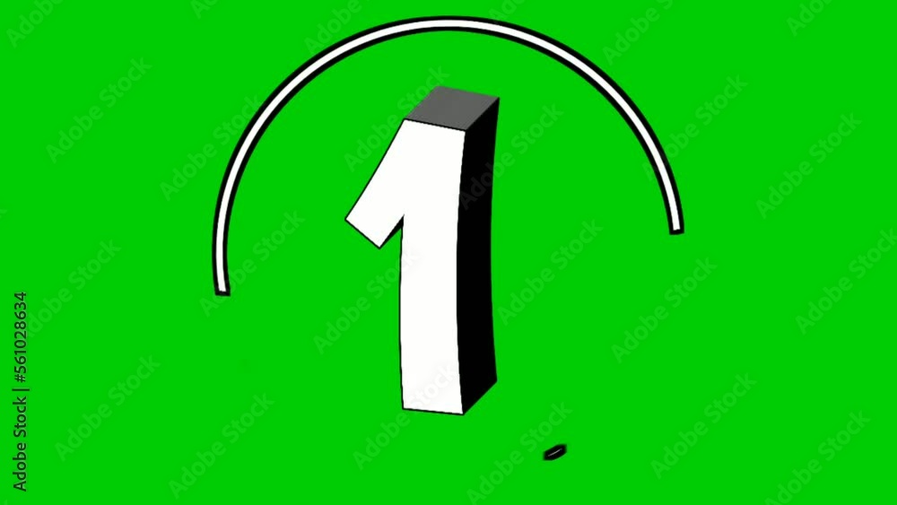 Number one 1 cartoon animation green screen.4k cartoon video number ...