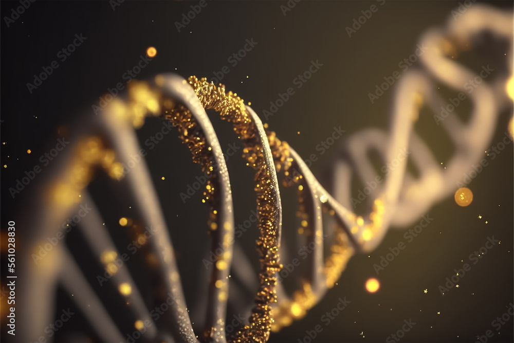Human DNA gold structure, spiral molecular structure. Generative AI ...