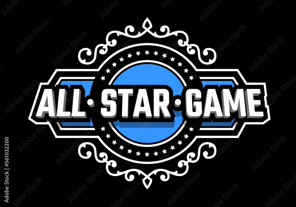 All stars game logo, emblem on a dark background. Vector illustration ...