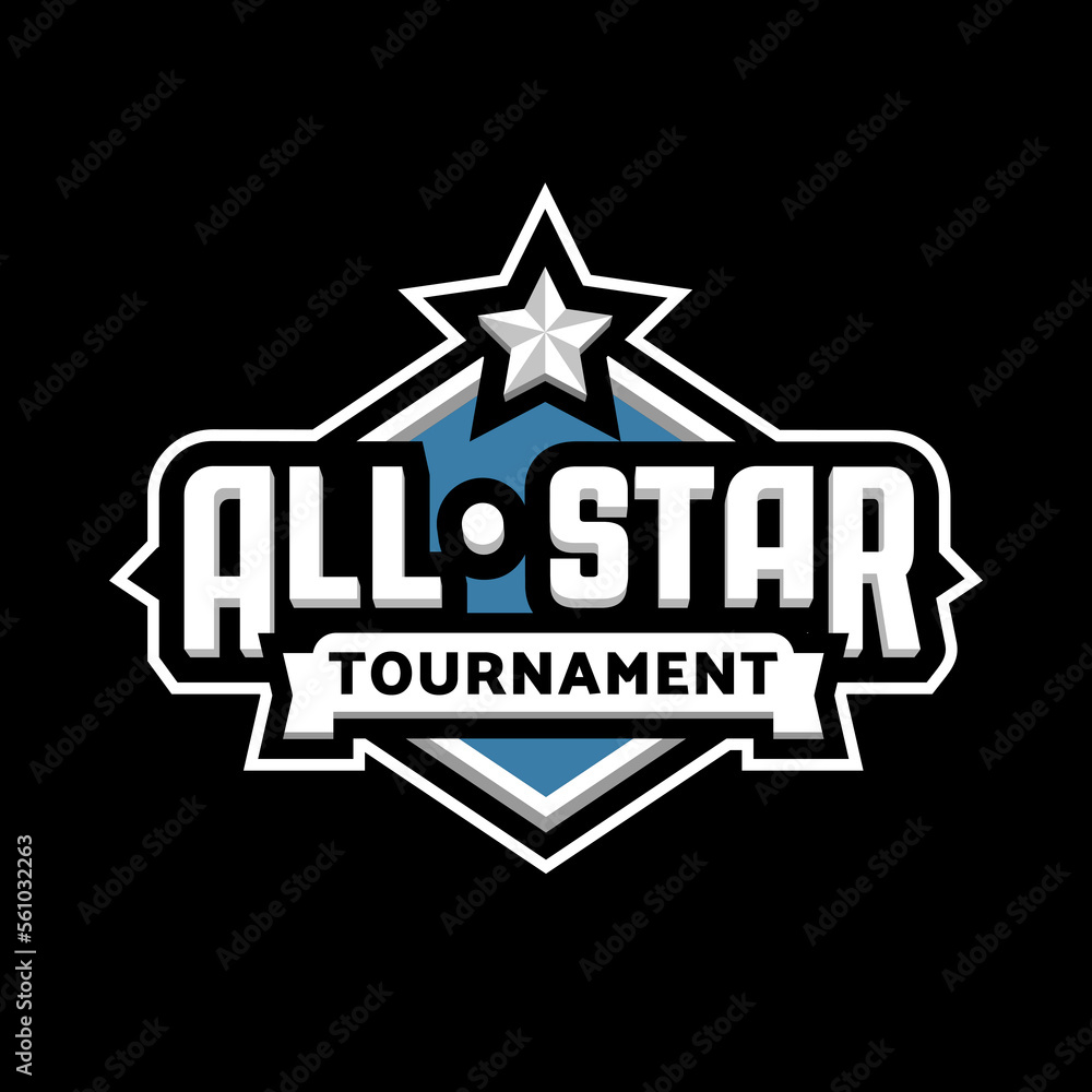 All stars game logo, emblem on a dark background. Vector illustration ...