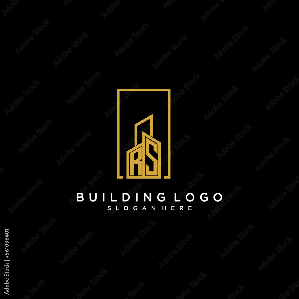 RS initial monogram building logo for real estate with creative square ...
