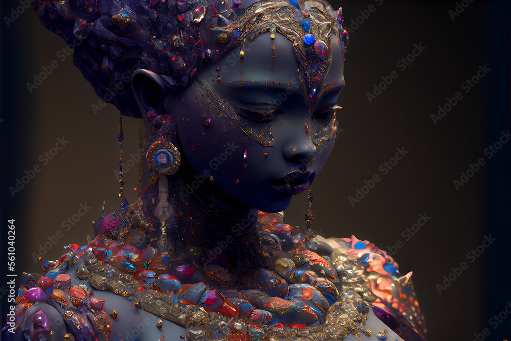 dark goddess woman beautiful Generative AI Stock Illustration | Adobe Stock