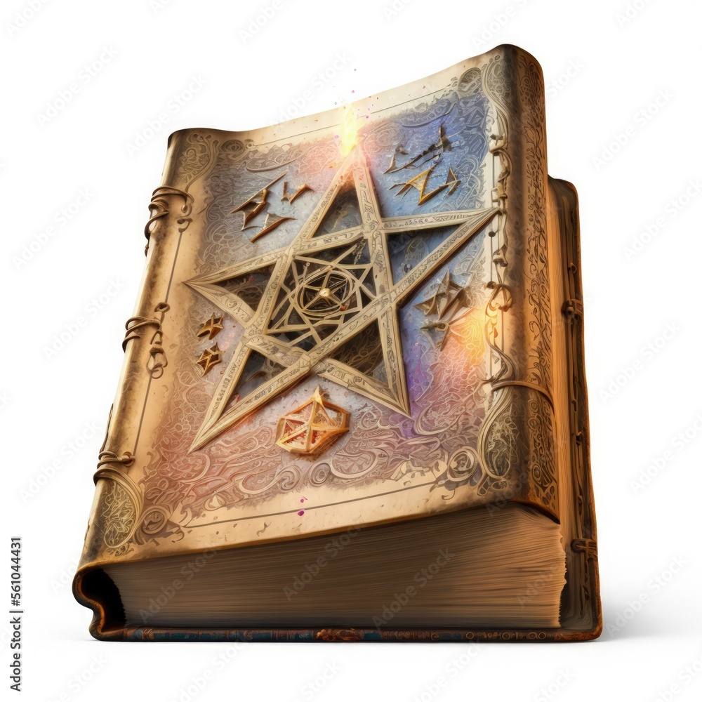 Magical book of spells spellbook with mystic runes and symbols ...