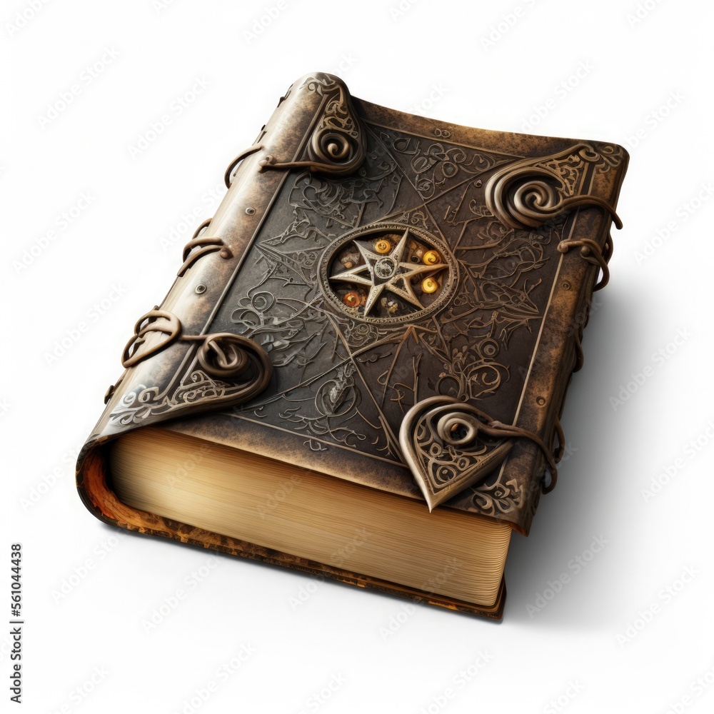 Magical book of spells spellbook with mystic runes and symbols ...