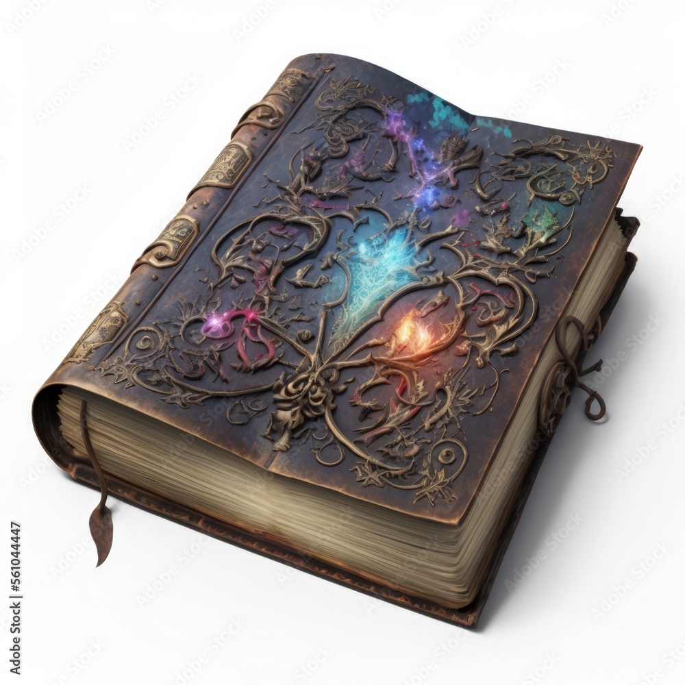 Magical book of spells spellbook with mystic runes and symbols ...