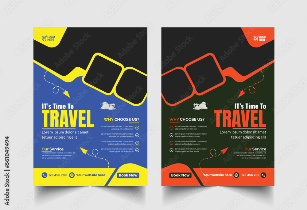 Travel flyer pamphlet brochure design layout space for photo background ...