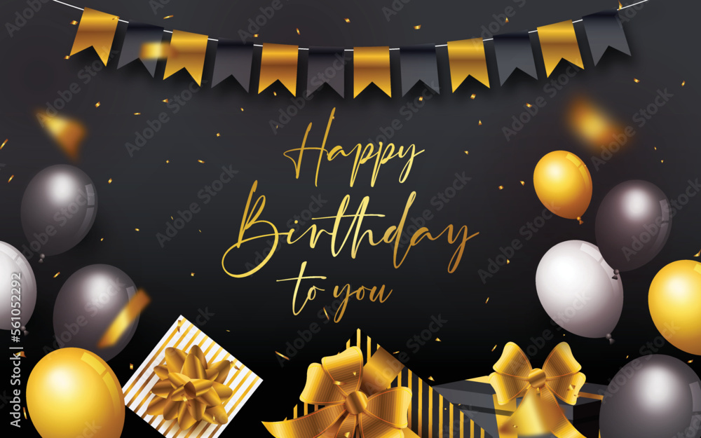 Happy birthday background with balloon and confetti Stock Vector ...