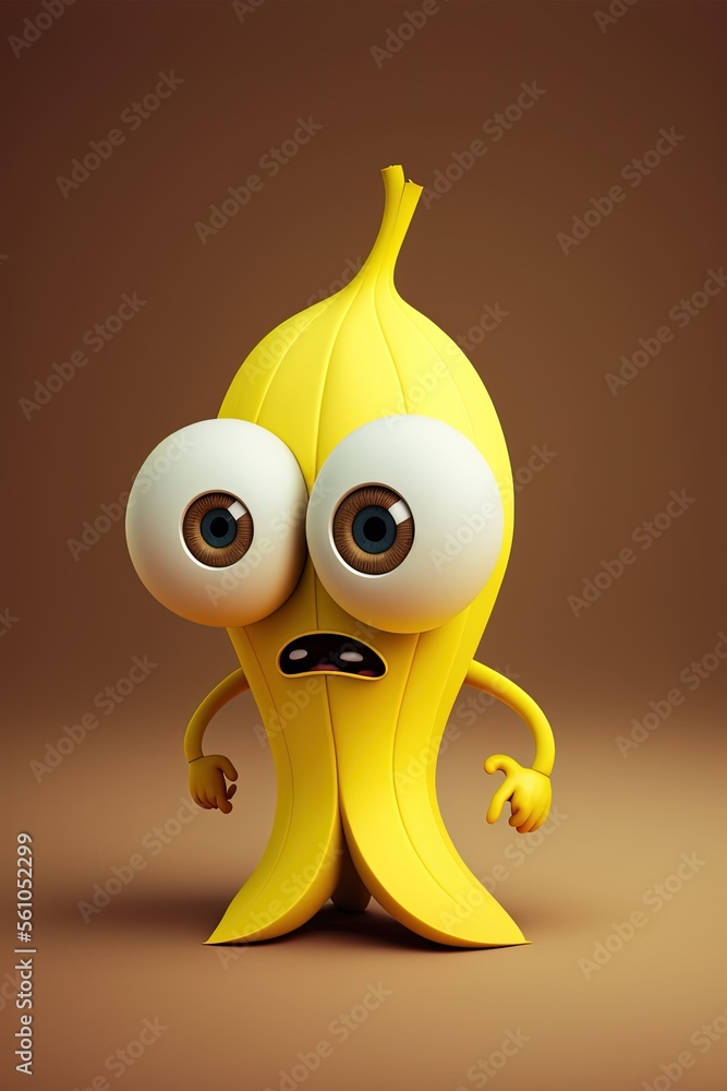 Cute Cartoon Banana Peel Character (Generative AI) Stock Illustration ...