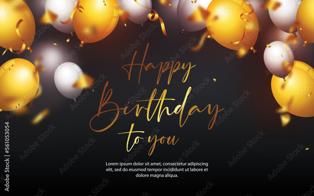 Happy birthday background with balloon and confetti Stock Vector ...