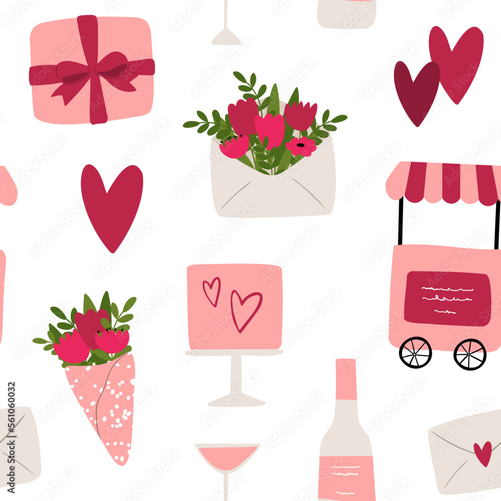 valentines day seamless pattern, heart png digital paper, couple love ...