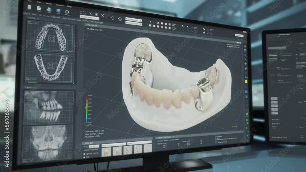 Medical software visualises the damaged teeth treatment surgery at a ...