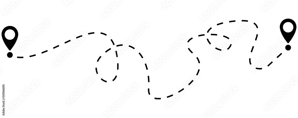 dotted line path route icon set. location map, vector illustration ...