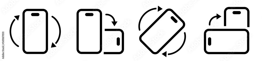 Rotate smartphone icon set. Screen rotation. Device rotation symbol ...