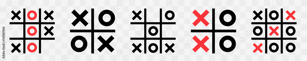 Vetor de Tic tac toe icon flat style. Tic tac toe game icons set. Tic ...