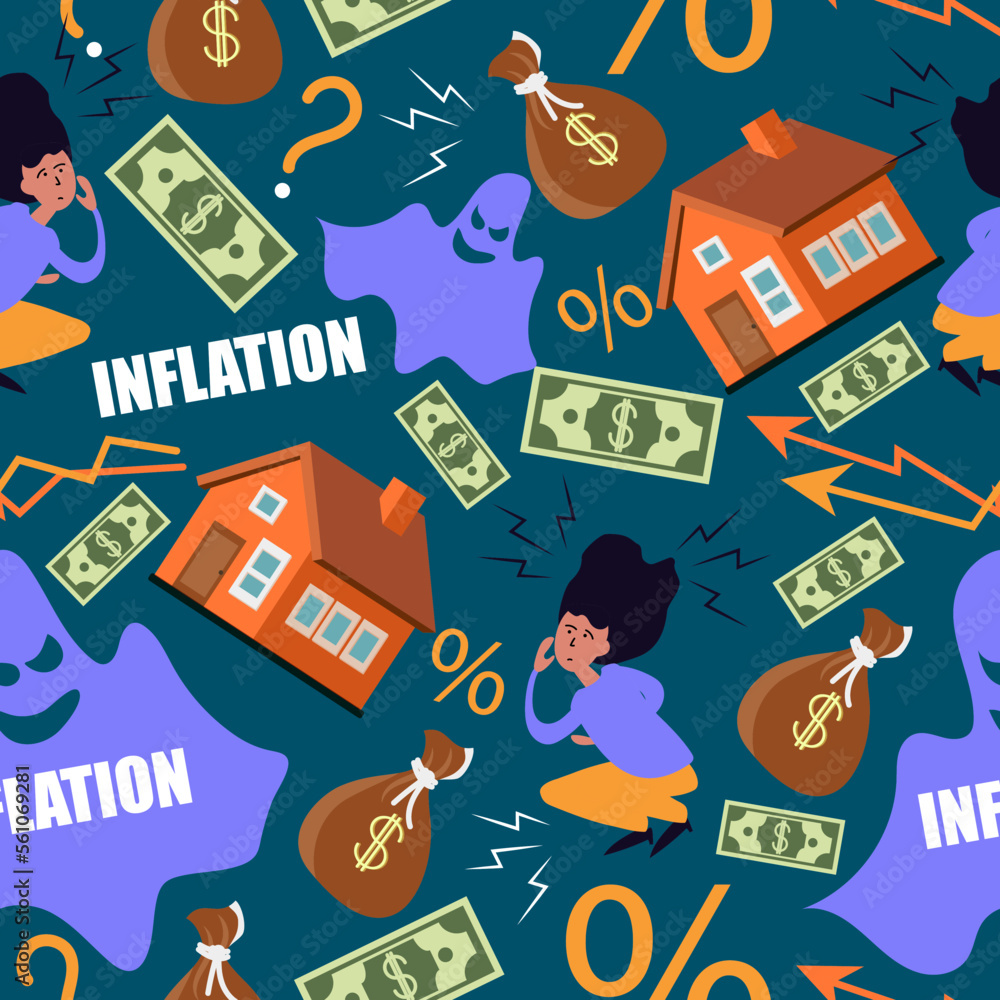 Modern pattern with Inflation concept on green background. Trendy ...