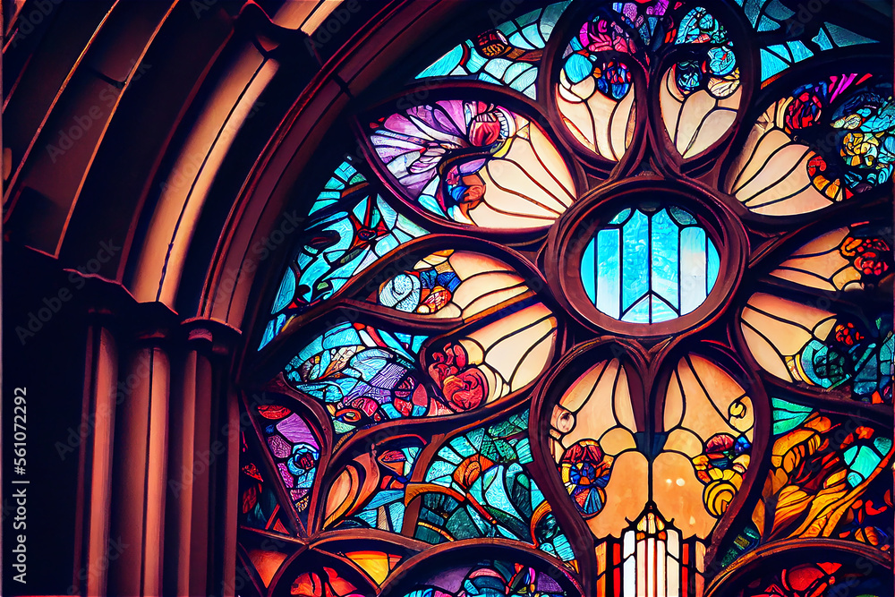 stained glass window in a church, ideal for art and religion ...